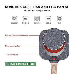 Bobikuke Egg Pan, Egg Frying Pan, Fried Egg Pan with Lid Nonstick 3 Section Pancake Pan Divided Pan for Breakfast,Gas & Induction Compatible, 8.3 Inch