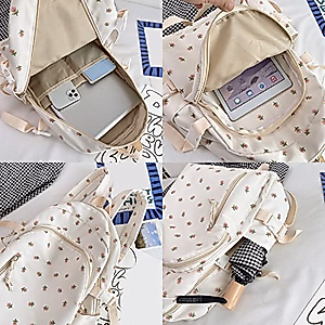 Cute Kawaii Backpack Floral Backpack for School Coquette Aesthetic Backpack Rucksack for Women Girls Coquette School Bag