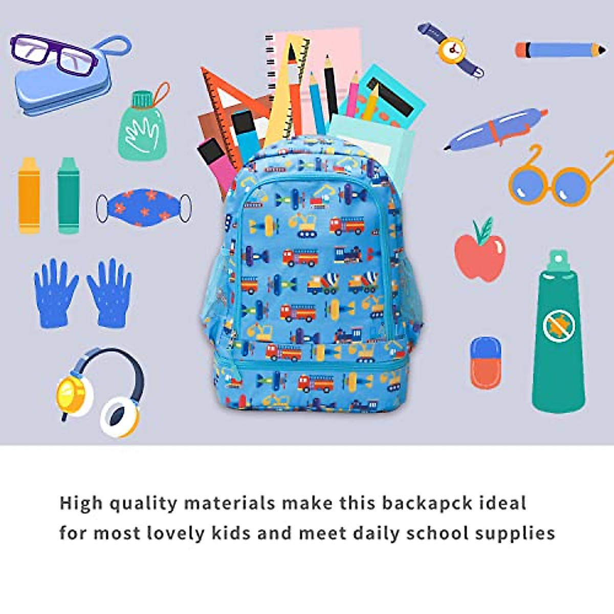 Kids Backpacks for Boys and Girls,Cute Lightweight Bookbag Toddler Preschool Backpack with Insulated Lunch Bag