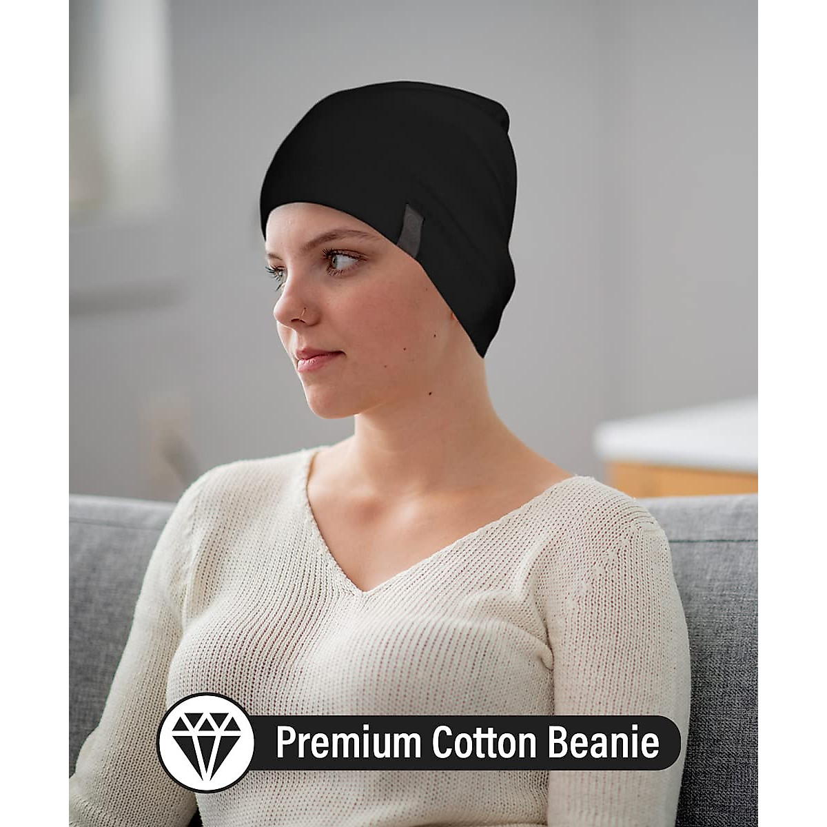 Revony Chemo Beanie Cap - Soft and Skin Friendly - 100% Cotton Blue Denim