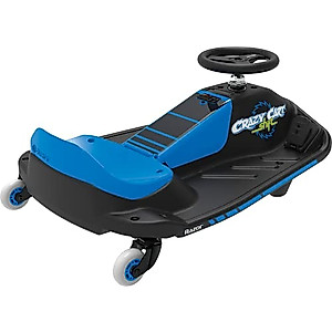 Razor Crazy Cart Shift for Kids Ages 6+ (Low Speed) 8+ (High Speed) - 12V Electric Drifting Go Kart for Kids - High/Low Speed Switch and Simplified Drifting System, for Riders up to 120 lbs,Black/Blue