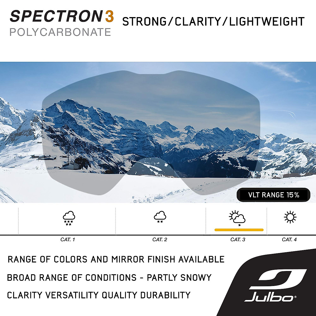 Julbo Echo Youth Goggles, Black/Gray/Read Frame - Spectron 3 Orange Lens w/Red Mirror