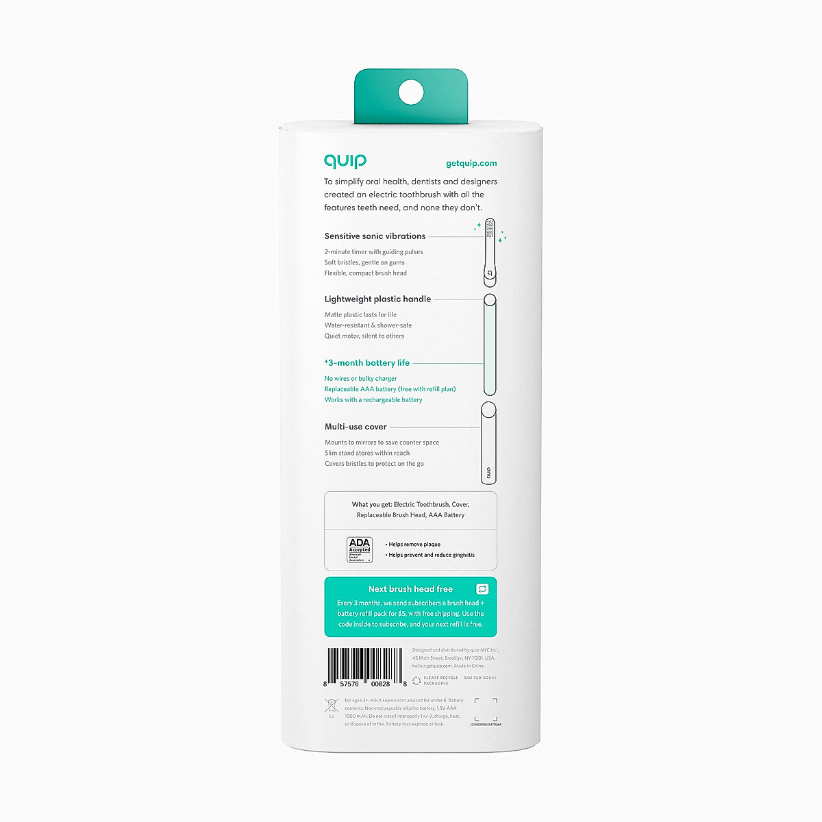 quip Plastic Electric Toothbrush - Green