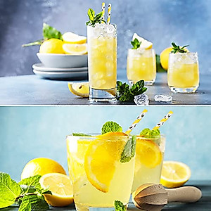 Whaline 200Pcs Bumble Bee Paper Straws Summer Honey Bee Yellow White Disposable Straws Stripe Patterned Drinking Well Crafted Straws for Juices Shakes Cocktail Baby Shower Wedding Decor Event Supplies