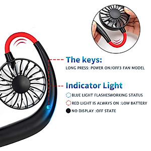 DSCD Portable Neck Fan, Hands Free Neck Fan Rechargeable, 12H Cooling Personal USB Fan Air Conditioner, Sports Neck Fan for Travel, Best Gift Neck Fan for Women, Kids