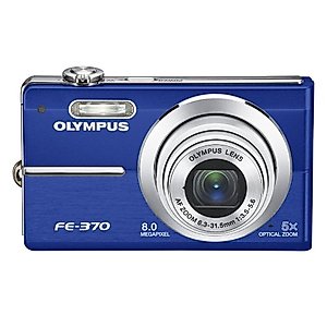 Olympus FE370 8MP Digital Camera with 5x Optical Dual Image Stabilized Zoom (Blue)