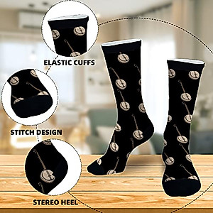 Unisex Banjo Musical Art Crew Socks Casual Funny Crazy Dress Socks