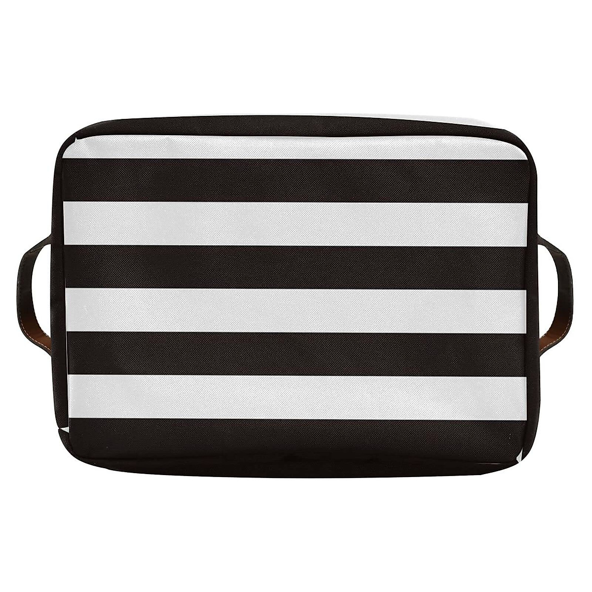 Storage Bins 2 Pack White Black Stripe Fabric Storage Basket for Organizing Closet Shelf Organizer Basket with Handles