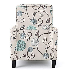 Great Deal Furniture Dufour White and Blue Floral Fabric Recliner