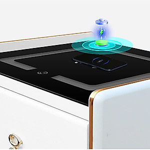 UXZDX Armoire Chevet Intelligente avec Chargeur Sans fil LED, Meuble Rangement Multifonctionnel avec Table Bois
