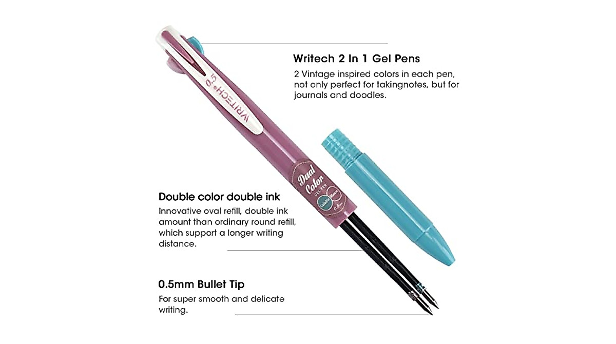 Writech 2-in-1 Gel Pens | Smooth 0.5mm Quick Dry Ink