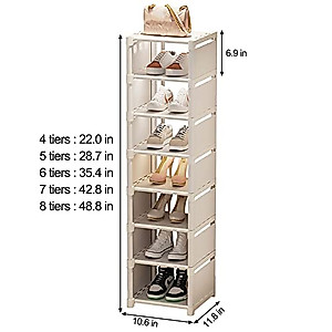 GILKES Shoe Rack Shoe Storage Organizer, 5 Tiers Shoe Rack for Closet Narrow, Plastic Shoe Rack Storage Organizer for Entryway, Space Saving Shoe Stand Cabinet for Bedroom Cloakroom Hallway