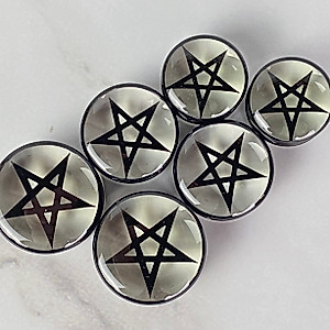 Mystic Metals Body Jewelry Pair of Black Embedded Pentagram in Clear Resin Plugs (MTO-066) (5/8" (16mm))