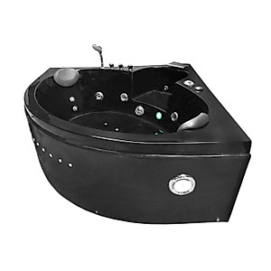 Whirlpool massage hydrotherapy Black corner bathtub hot tub 2 two person 59.05" DOLPHIN