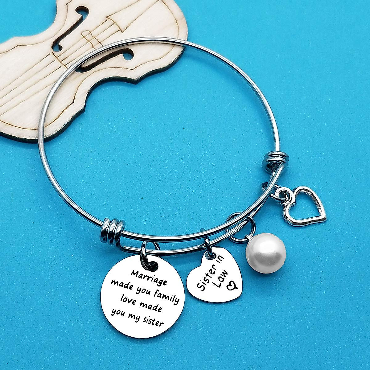 Xiahuyu for Sister in Law Bracelet Sister in Law Gift Marriage Made You Family Love Made You My Sister Bangle Bracelet Christmas Birthday Gifts Wedding Gifts for Sister in Law