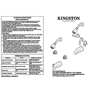 Kingston Brass KB6238LL Legacy Tub and Shower Faucet, Brushed Nickel,5-Inch Spout Reach