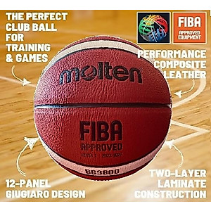 Molten Official Olympic FIBA Indoor Outdoor Basketball, Men's Size 7, Synthetic Leather