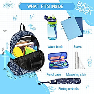 Qlonrewt Backpack for Kids Adult, Fashion Roomy Cute Pattern Bookbag, Durable School Bag with Front Pocket ,Suit for School, Work, Travel (Elephant DarkBlue)