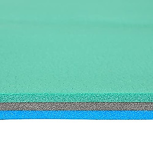 Soozier 12' x 5' Lily Pad Floating Mat with Cup Holder Table, 3-Layer Portable Roll-Up Water Mat Float Dock for 2-3 People, on Lake, River, Beach, Swimming Pool, Green