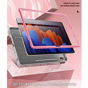Popshine Marble Case Designed for Galaxy Tab S7 Plus / S8 Plus 12.4 Inch Tablet, Full Body Premium Protective Folio Cover with S Pen Holder, Liquid Marble Pink