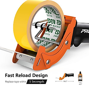 PROSUN Fast Reload 2 Inch Tape Gun Dispenser Packing Packaging Sealing Cutter Orange