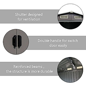 Outdoor Storage Shed Garden Shed - 6 x 4 Feet Utility Tool Shed Metal Shed with Vents (Gray)