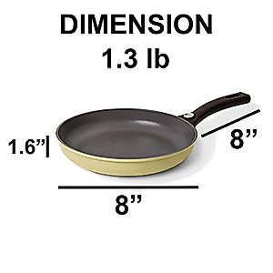 JOVELY 8" Ceramic Nonstick Frying Pan, PFAS-Free, Dishwasher Safe, Aluminum Steel Body, Stay-Cool Handle, Ultimate Nonstick Cookware for Delicious and Healthy Meals