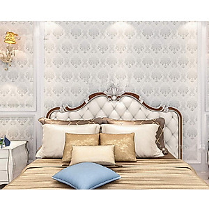 Amao Grey Damask Peel and Stick Wallpaper Self Adhesive Vinyl Shelf Liner for Cabinets Sheves Livingroom Wall Decal 17.7inch by 79inch