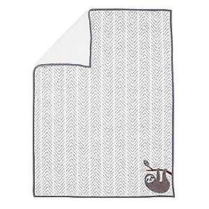 Lambs & Ivy Baby Jungle Gray/White Sherpa Sloth Baby Blanket