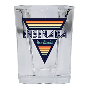 R and R Imports Ensenada New Mexico 2 Ounce Square Base Liquor Shot Glass Retro Design