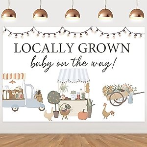 kreat4joy Locally Grown Baby Shower Backdrop, Vegetable and Fruit Baby Shower Decorations, Farmer's Market Baby Shower Decorations Backdrop for Kids Boy Girl Baby Shower Photography Background