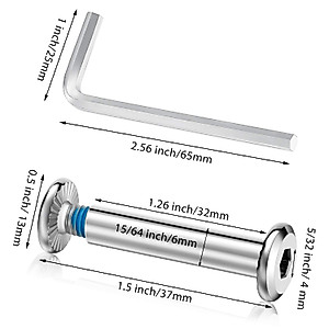 Hotop 20 Sets Skate Wheel Socket Screw Inline Roller Skate Screws Shaft Hex Socket Screw with 2 Pieces Installation Tool