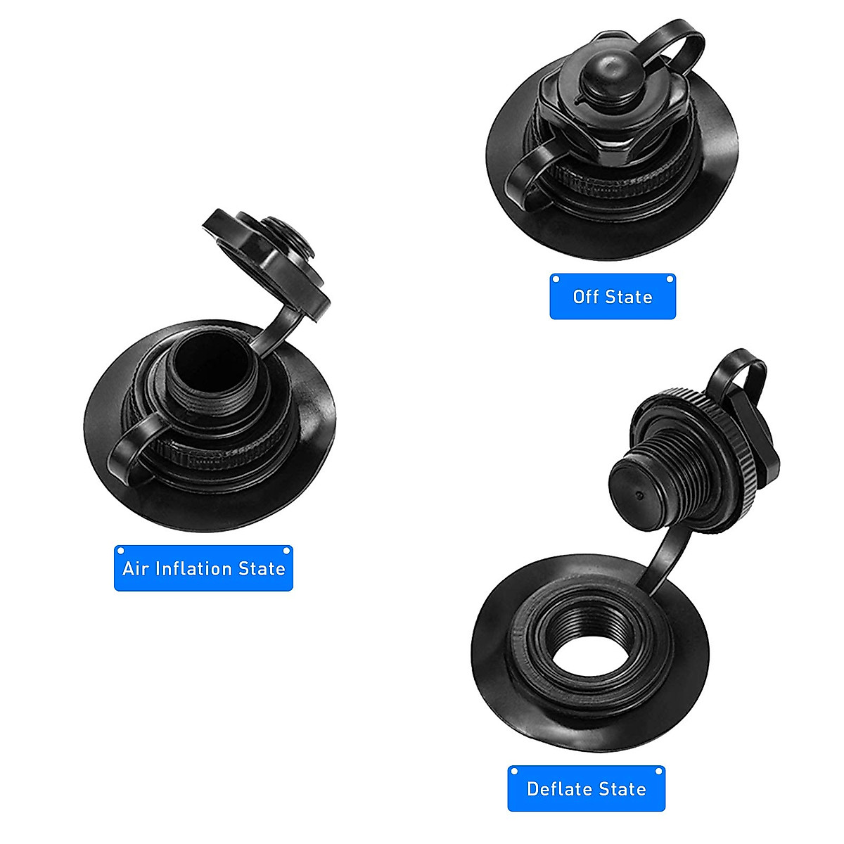 JUXATECH Air Valve Caps Screw Valve, Inflatable Boat Spiral for Inflatable Boat Air Bed Kayak Canoe Fishing Boats Raft Airbed