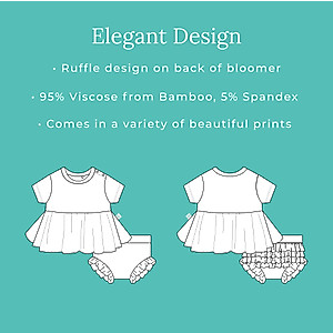 Posh Peanut Short Sleeve Basic Peplum Top & Bloomer Set - Ruffled Bummie Set - Soft Viscose from Bamboo (Vintage Pink Rose, 3-6 Months)