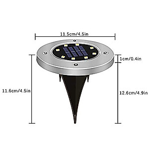 Solar Ground Lights, Solar Disk Lights 8LED Outdoor Landscape Lights for Garden Patio Pathway Lawn Yard Driveway Walkway(8Packs)