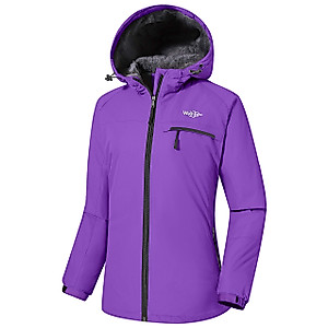 wantdo Women's Windproof Ski Jacket Cotton Padded Raincoat Windbreaker Purple S
