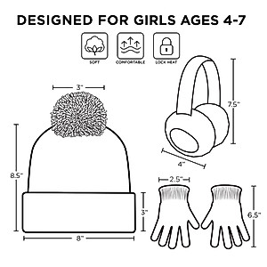 Disney Girls' Winter Hat, Earmuffs and Kids Gloves Set, Minnie Mouse for Ages, Age 4-7