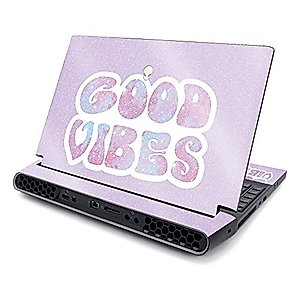 MightySkins Glossy Glitter Skin Compatible with Alienware Area-51M 17" (2019) - Good Vibes | Protective, Durable High-Gloss Glitter Finish | Easy to Apply, Remove, and Change Styles | Made in The USA