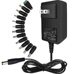 Homuguz 24V 1.5A DC Power Supply 36W, 100V-240V to 24 Volt AC Transformer Adapter UL Listed with 12pcs Additional Plug Tips