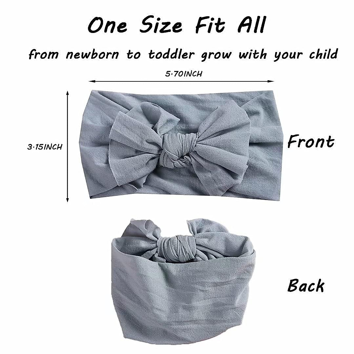 Mookiraer Baby Girls Headbands with Bows Handmade Hair Accessories Stretchy Hairbands for Newborn Infant Toddler Baby Essentials (Solid Nylon 20pcs)