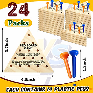 24 Pack Wooden Triangle Peg Game Triangle Wooden Board Games Triangle Game Bulk Wooden Triangle Board Games Family Travel Games Fun Triangle Puzzle Wooden Strategy Toy for Adults Teens