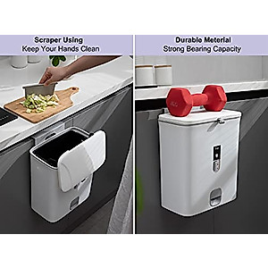 Sooyee Trash Can Kitchen Bathroom Trash Can with Lid,2.4 Gallon Small Trash Can,Hanging or Standing Plastic Compost Bin for Cupboard/Bedroom/Office/Camping,Waste Basket,White
