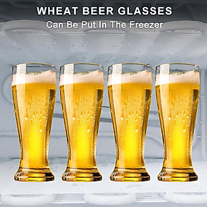 PARACITY Beer Glasses 16 oz, Pint Glasses Set of 4, Pilsner Beer Glasses, Wheat Beer Glasses, Glasses Drinking Set, Glassware Gift for Men