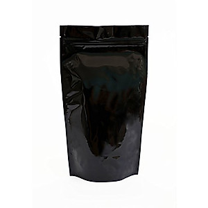 Black Mylar Stand Up Bags Pouches with Zipper, Notch for Food Storage 5 X 8 X 2.5 inches (4oz) 200 pcs
