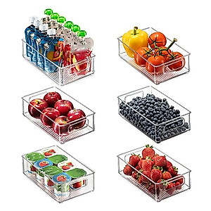 ZHJ 3Pcs Stackable Refrigerator Organizer Bins Fridge Organizers Clear Plastic Pantry Food Storage Rack For Fridge, Freezer And Kitchen fridge storage