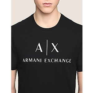 A|X ARMANI EXCHANGE mens Classic Crew Logo T-shirt T Shirt, Black, X-Small US