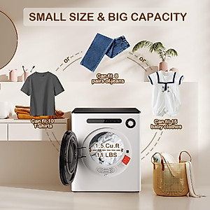 Dessiz Digital Control Compact Laundry Dryer - 11lbs Capacity, Portable Clothes Dryer Machine for Small Spaces, RVs and Apartments -White Quiet, Sturdy and Easy to Use