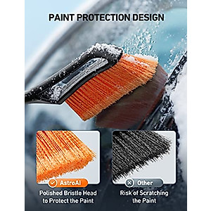 AstroAI 27 Inch Snow Brush and Detachable Ice Scraper with Ergonomic Foam Grip for Cars, Trucks, SUVs (Heavy Duty ABS, PVC Brush)
