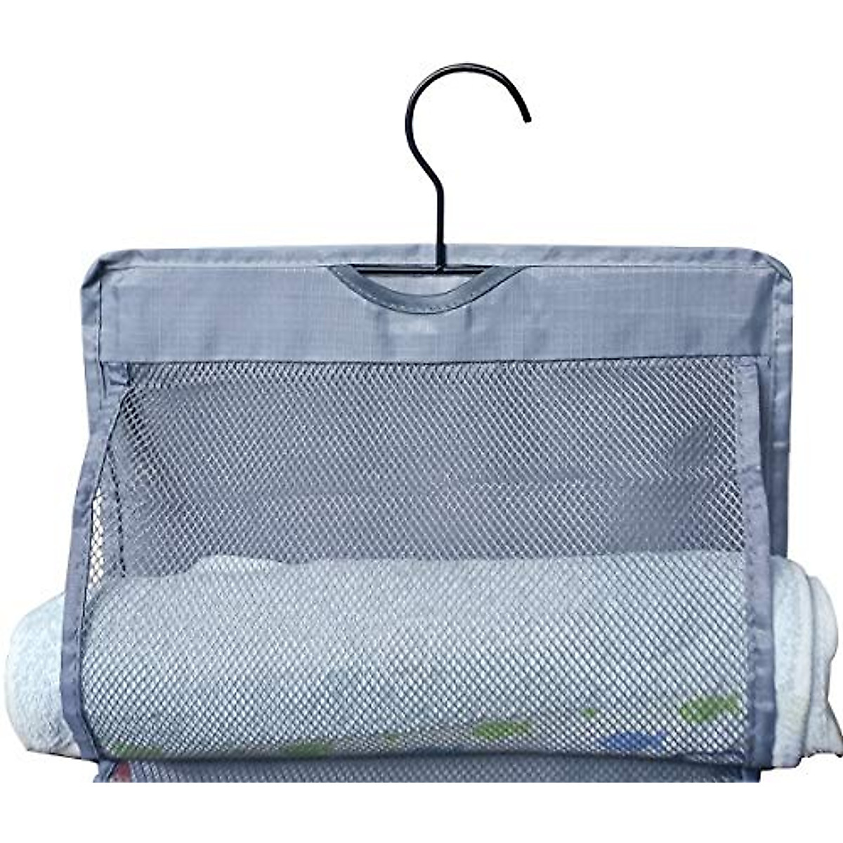 BOUTQ Hanging Closet Organizer Double Sided Underwear Bras Socks Storage 18 Mesh Pockets,Grey