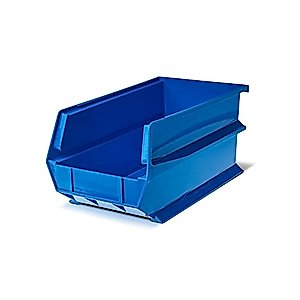 Triton Products 3-240B LocBin 14-3/4-Inch Length, 8-1/4-Inch Width, 7-Inch Height Blue Stacking, Hanging, Interlocking Polypropylene Bins, 6-Pack